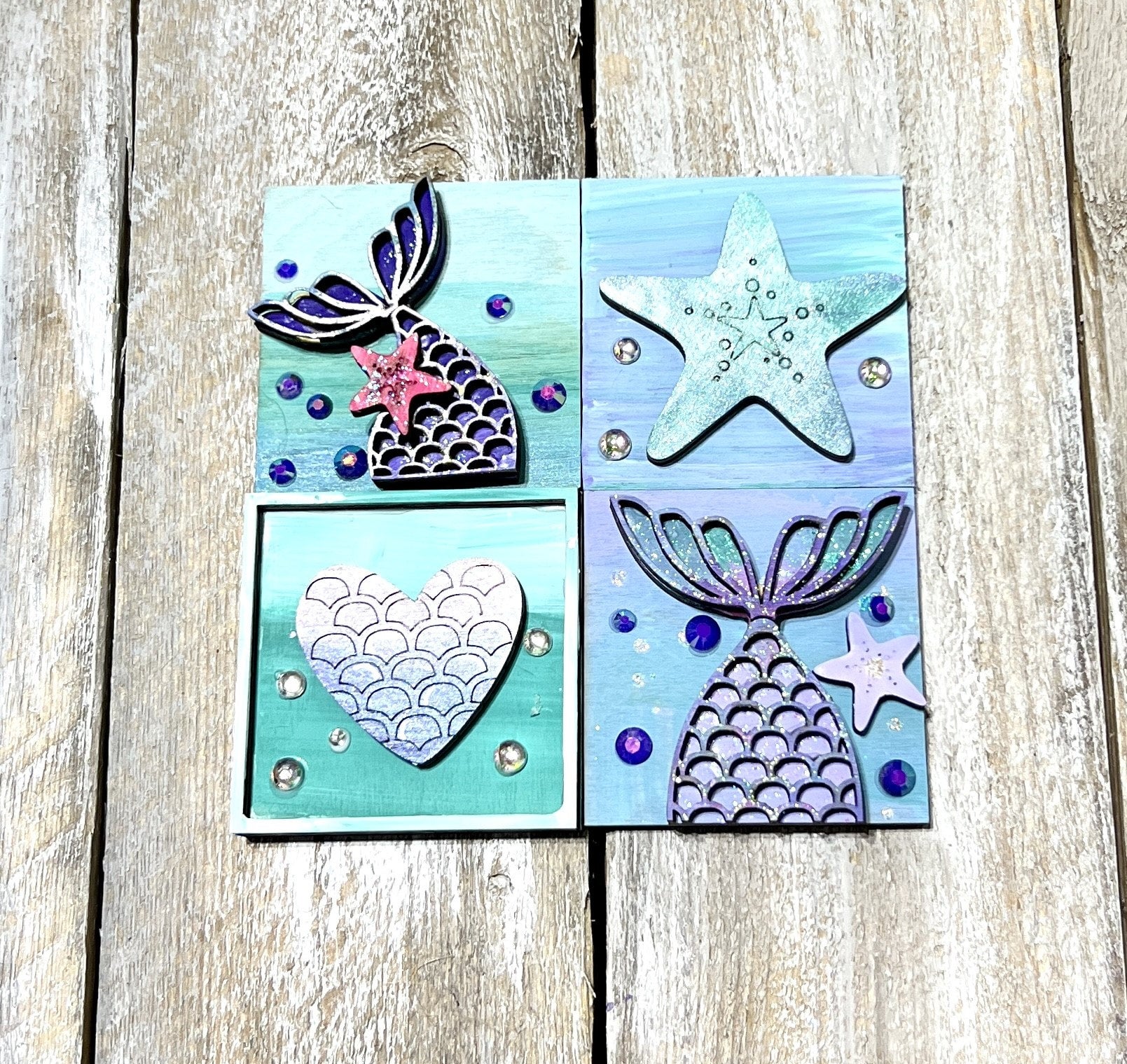 4 Piece Mermaid Set of 2.5" x 2.5" Mini tiles At Home DIY Kit | The ...
