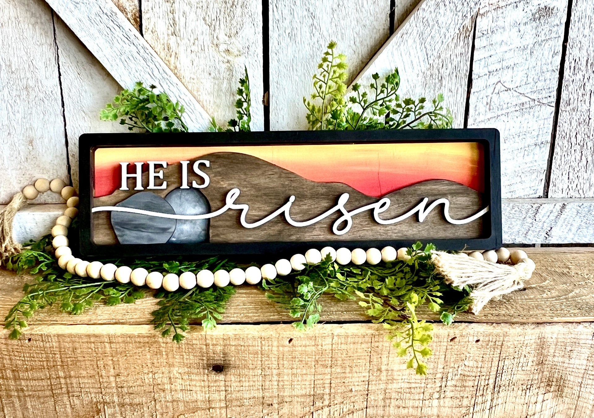 He Is Risen With Tomb Chunky Sign- Choice of Two Sizes-At Home DIY Kit ...