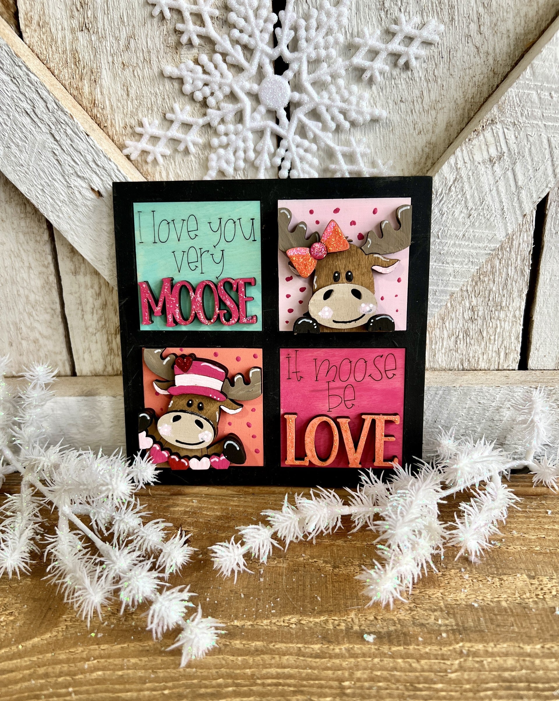 4 Piece Set of It Moose Be Love Moose 2.5" x 2.5" Mini tiles At Home ...